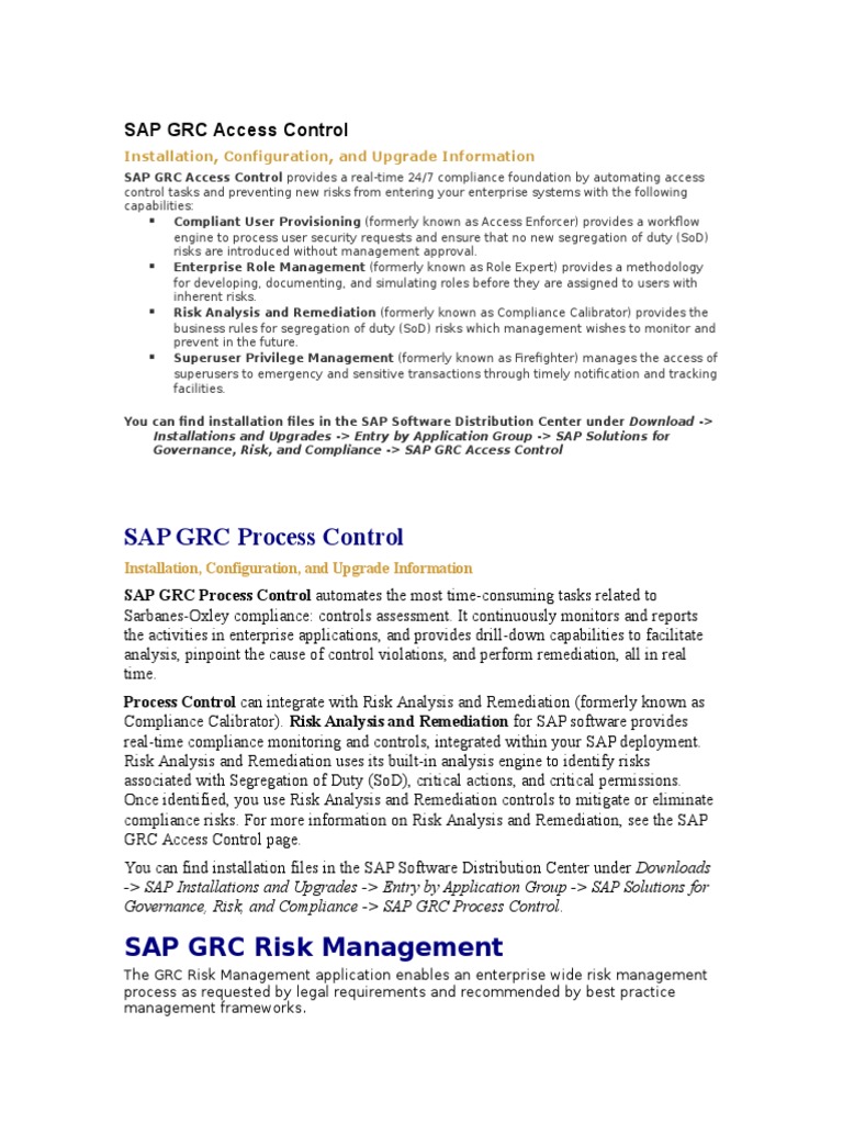 Sap Grc Access Control Pdf Risk Management Risk