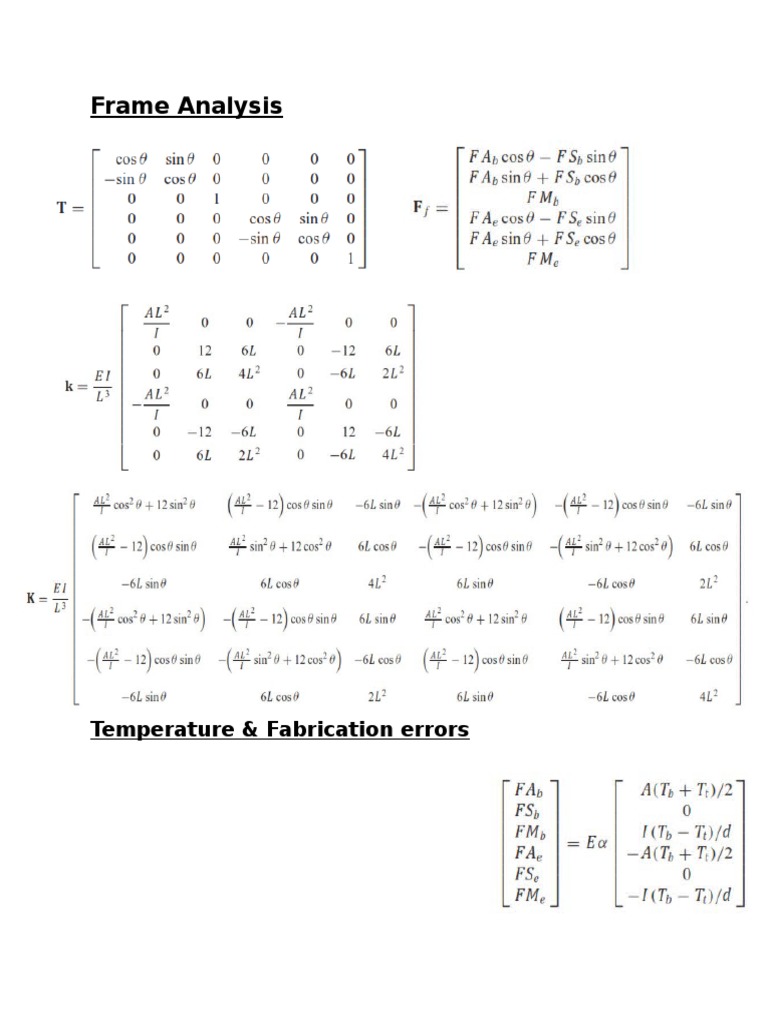Frame Analysis: Temperature & Fabrication Errors | PDF