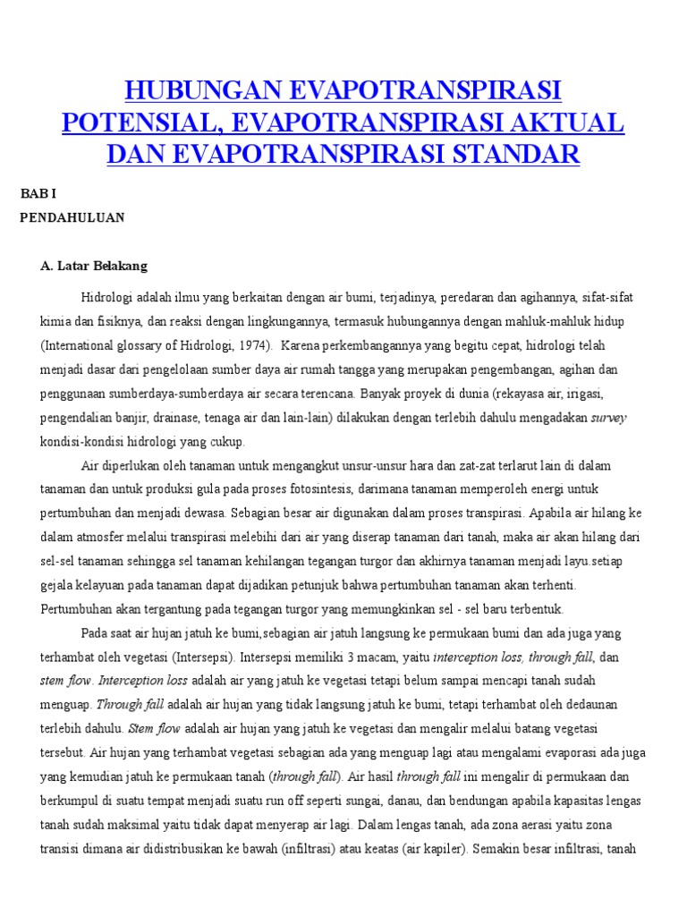 Hubungan Evapotranspirasi Potensial | PDF