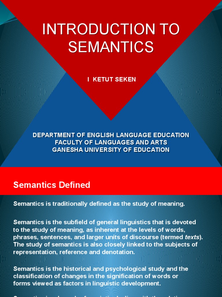 Intro To Semantics | PDF | Lexical Semantics | Linguistics