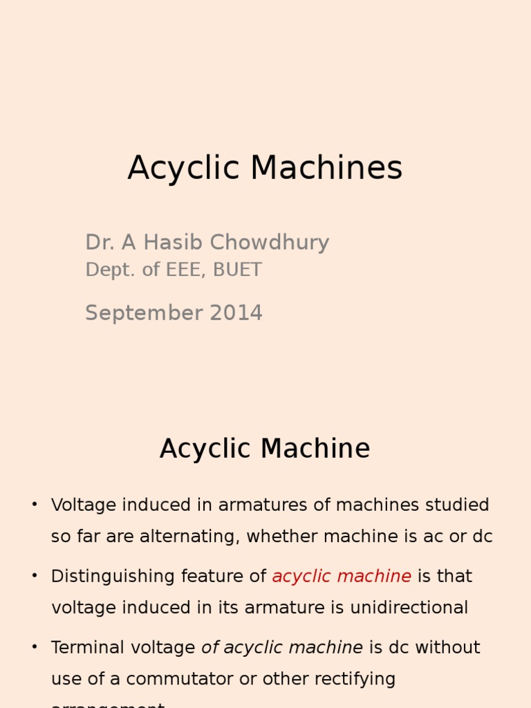 Acyclic Machines | PDF | Electric Generator | Alternating Current