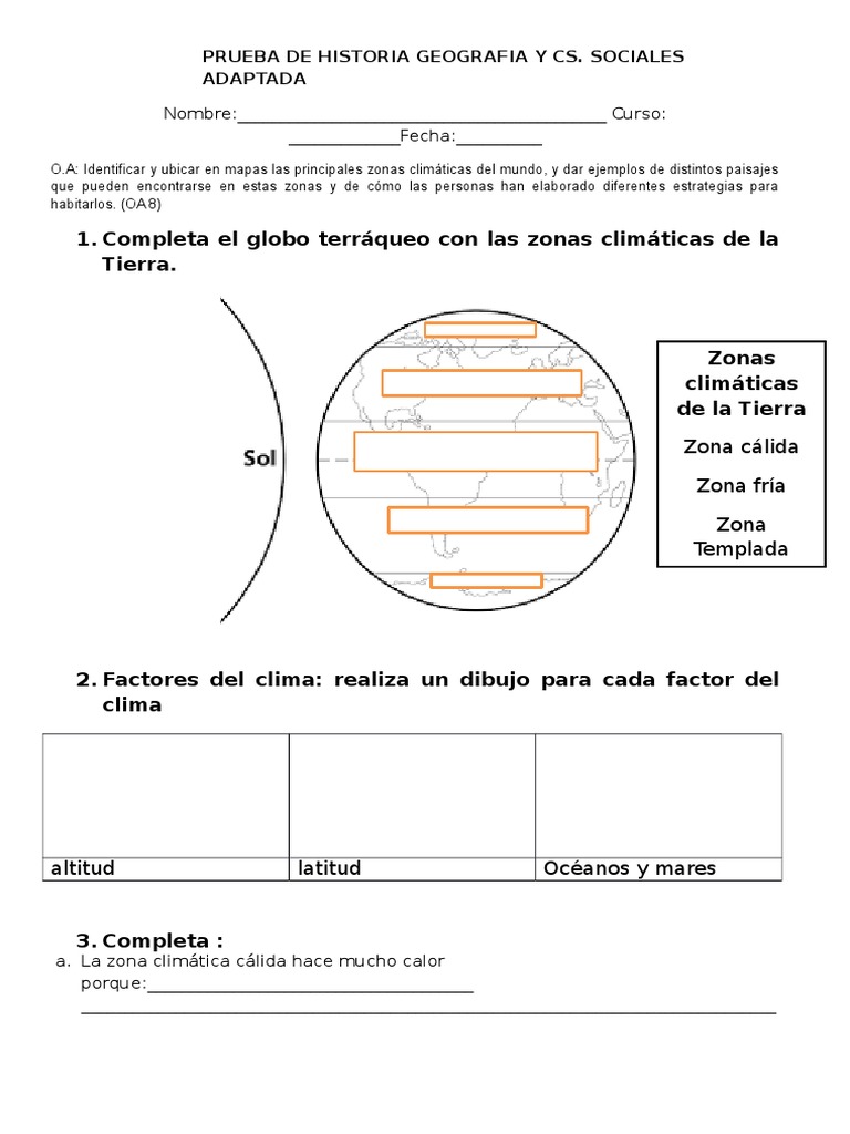 Zonas Climáticas del Mundo: Actividades y Ejemplos | PDF