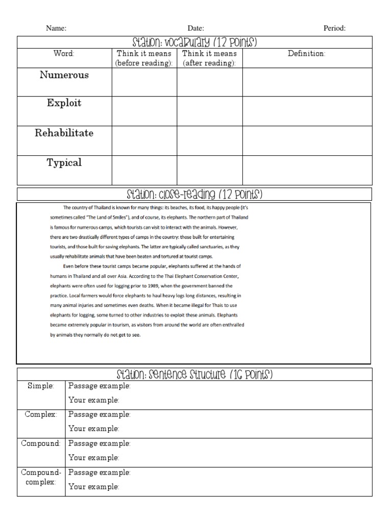 Text Structure Stations Go | PDF