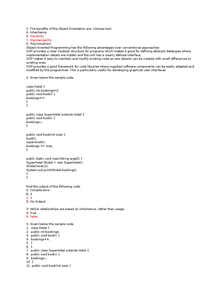 Diagnostic Test - Programming Java | PDF | Inheritance (Object Oriented ...