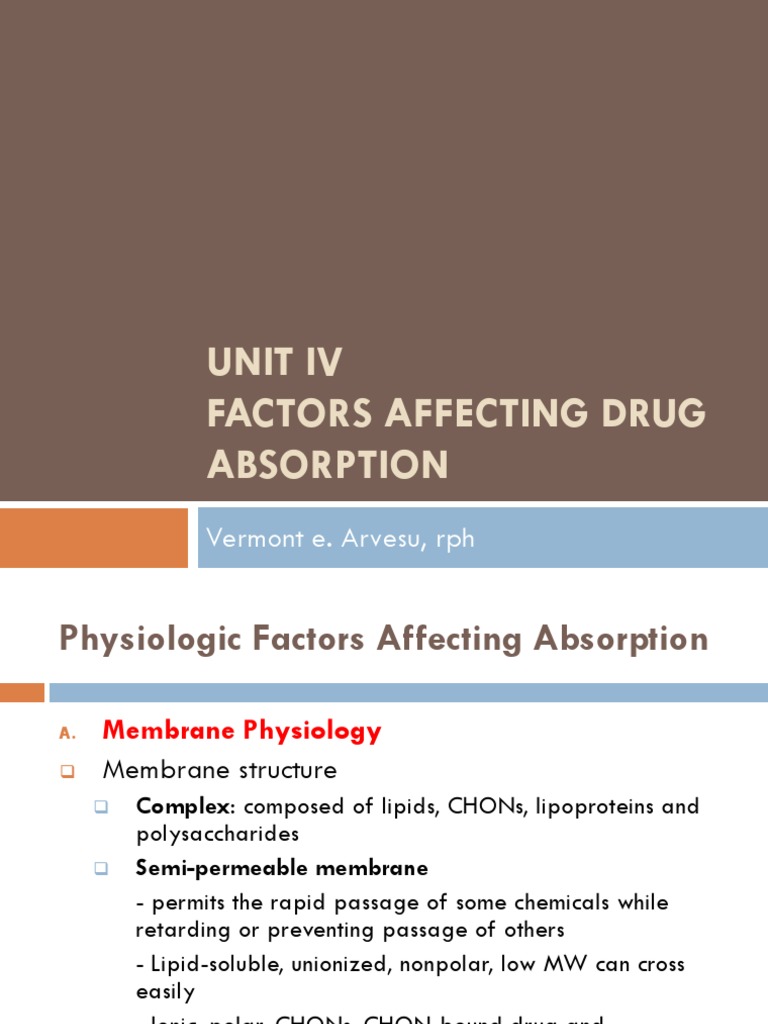 Unit 4 Factors Affecting Drug Absorption | PDF | Tablet (Pharmacy ...