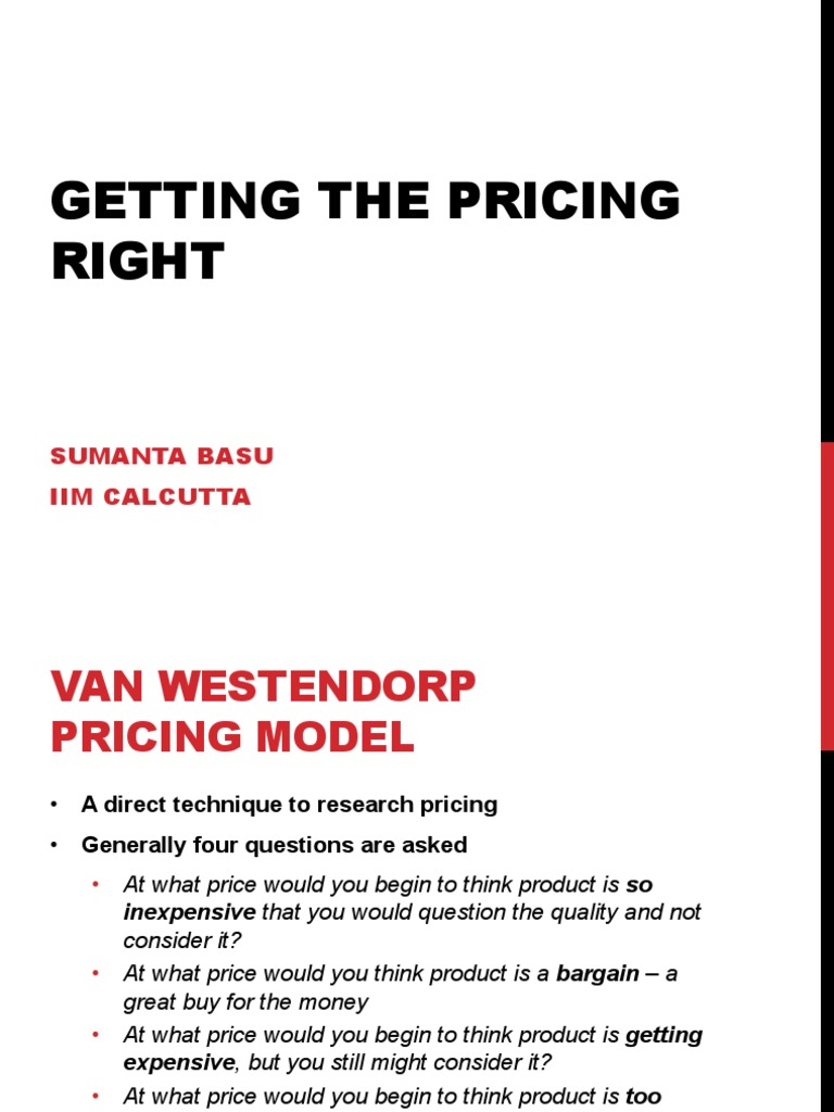 Getting The Pricing Right: Sumanta Basu Iim Calcutta | PDF
