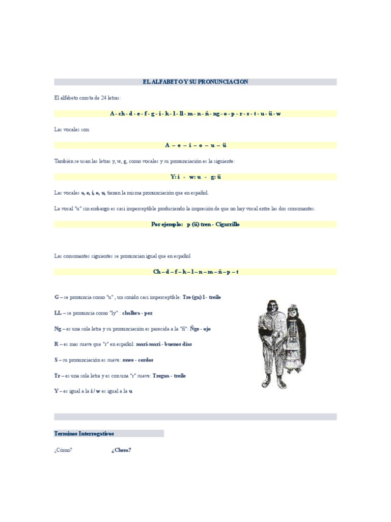 Alfabeto y Pronunciación Mapuche | PDF | Alfabeto | Lengua española