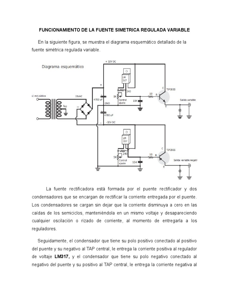 Fuente Simétrica Regulada Variable | PDF | Condensador | Corriente ...