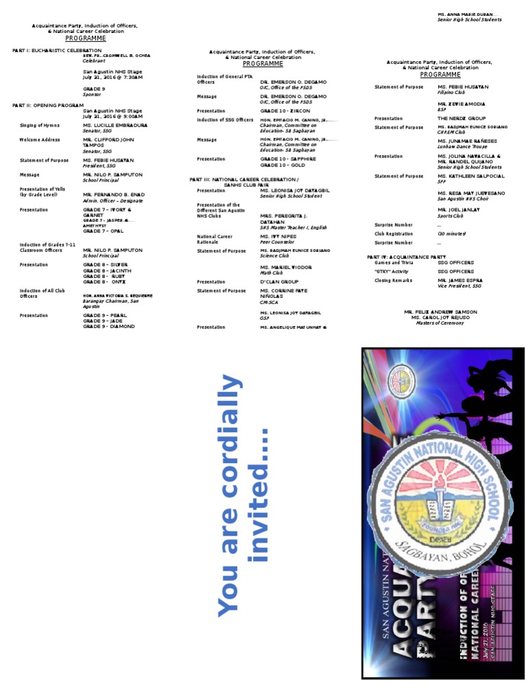 Acquaintance Party 2016 Program | PDF