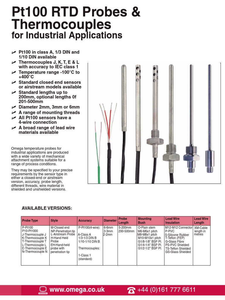 OMEGA Pt100 Temperature | Flow Measurement | Thermocouple