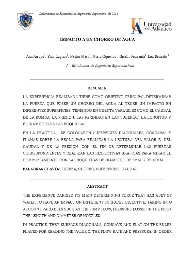Laboratorio Fuerzas de Impacto | PDF | Turbina | Presión