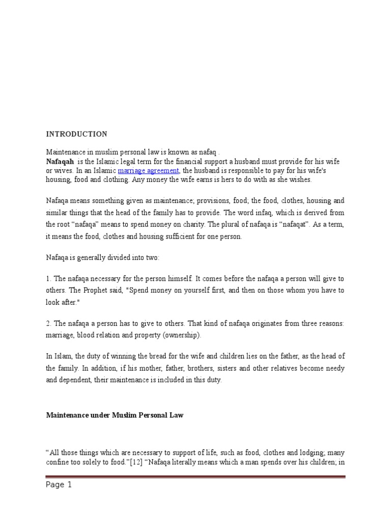 Nafaqah: Maintenance Rights in Islam | PDF | Wife | Husband