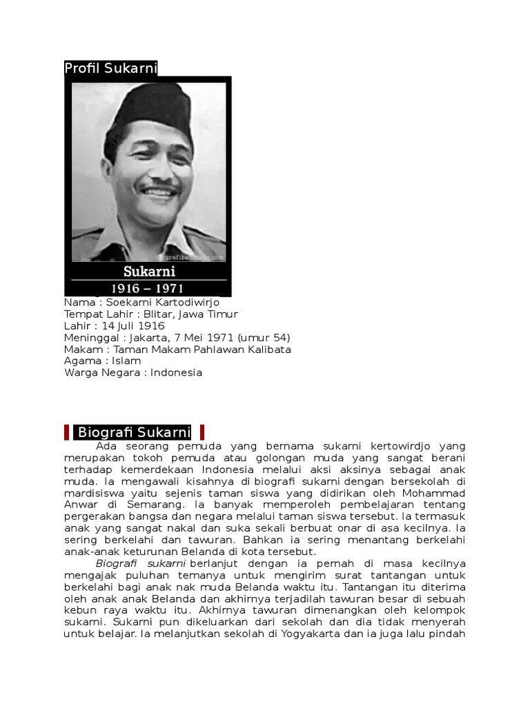 Biografi Sukarni Kartodiwirjo | PDF
