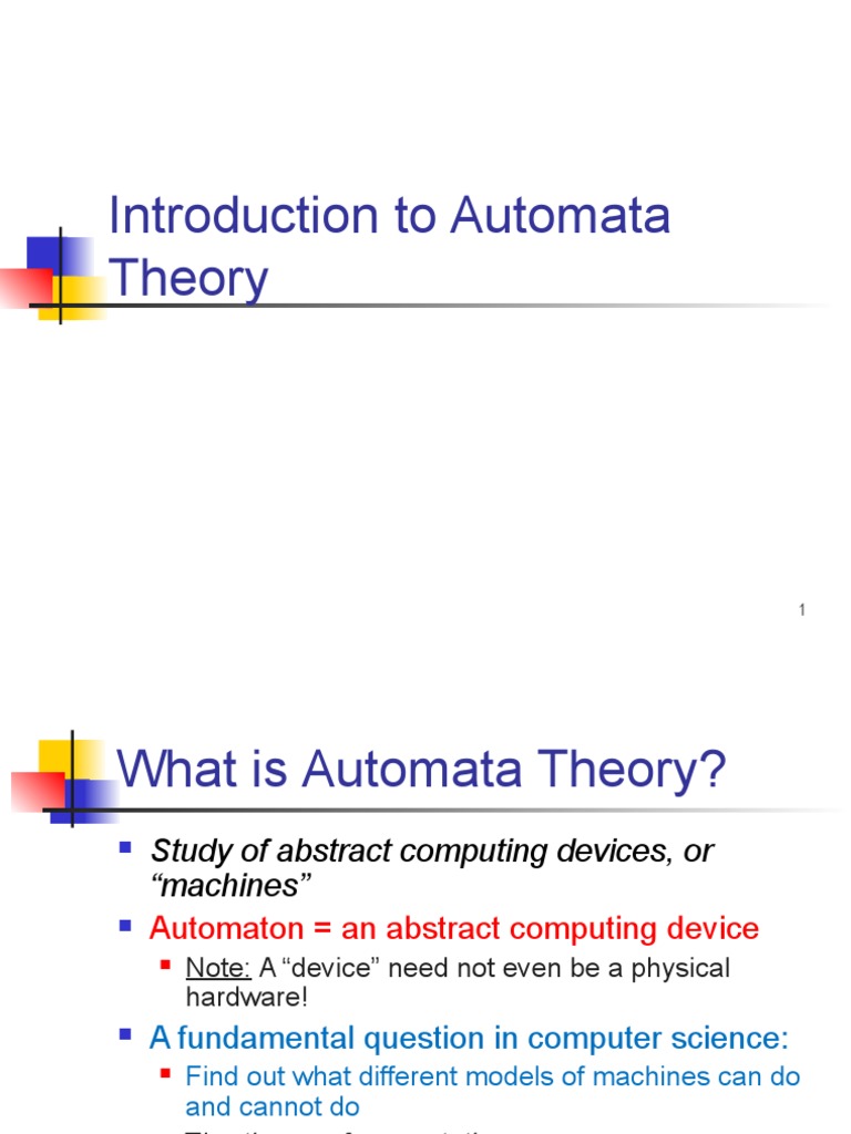 Introduction To Automata Theory | PDF