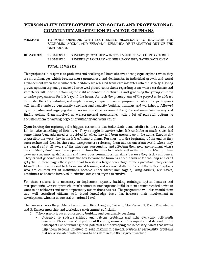 Concept Letter For Orphanage Project 1 | PDF | Capacity Building ...