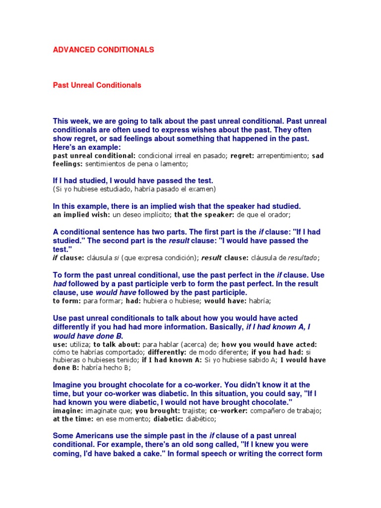 Advanced Conditionals | PDF | Language Mechanics | Rules