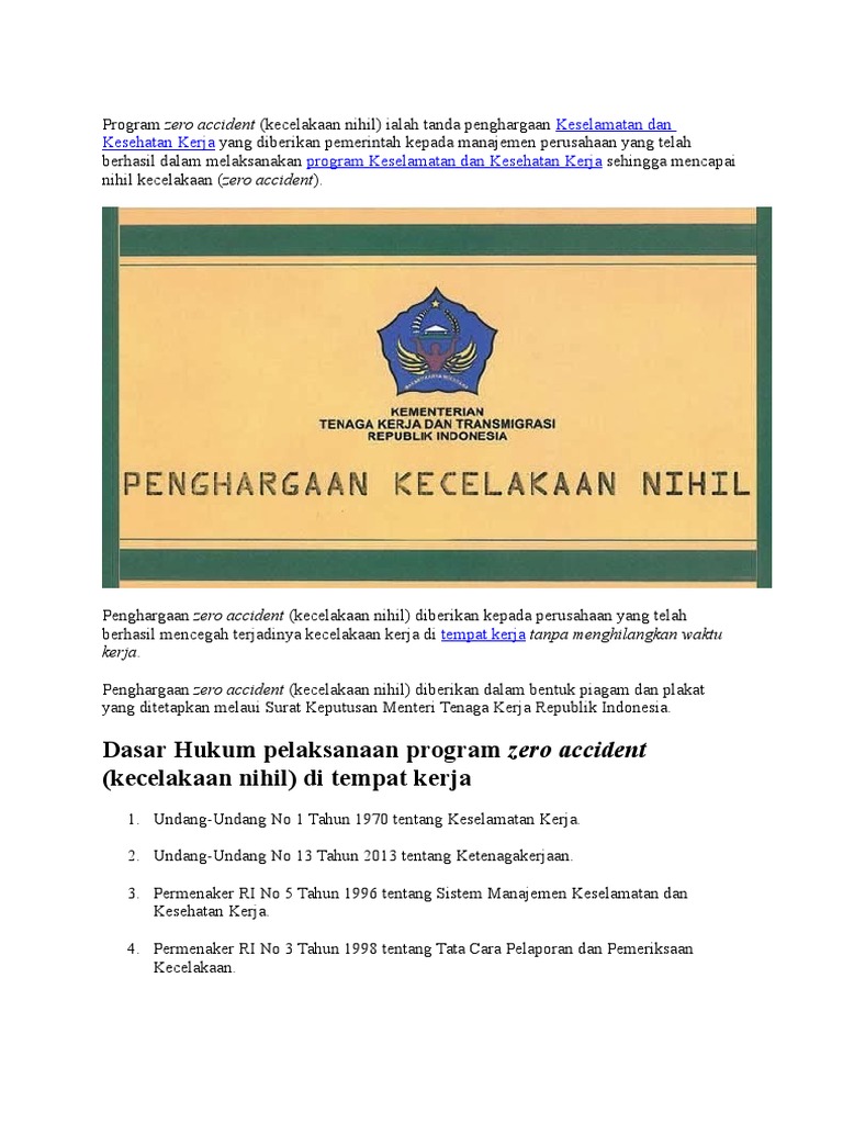 Program Zero Accident | PDF