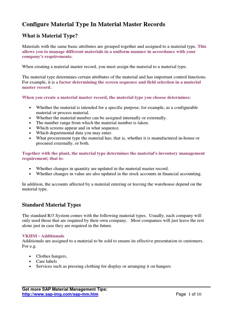 Configure Material Type PDF | PDF | Business