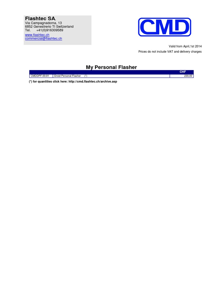 Flashtec SA: WWW - Flashtec.ch Commercial@flashtec - CH | PDF