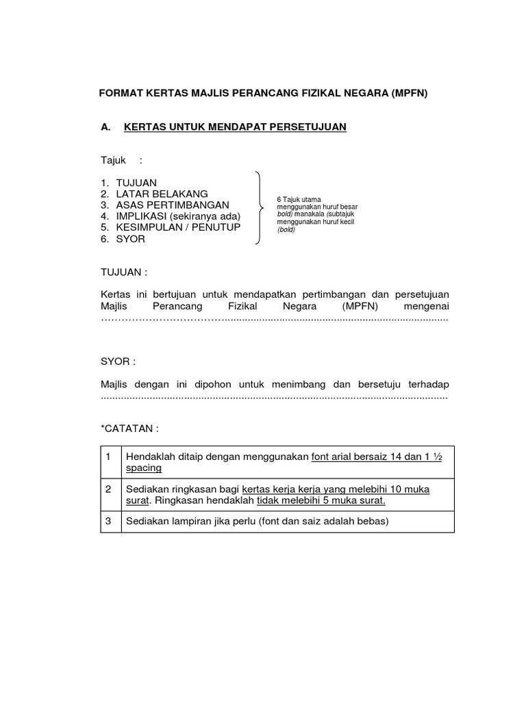 Format Kertas Kerja Kerajaan | PDF