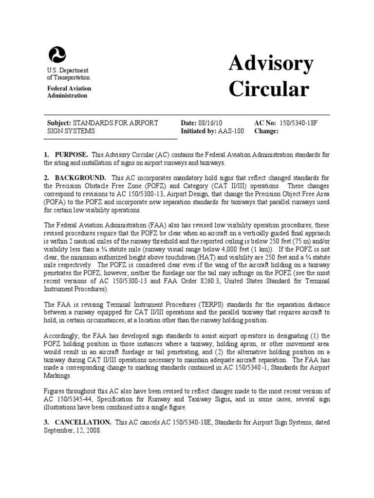 FAA Airport Sign System Standards | PDF | Airport | Runway