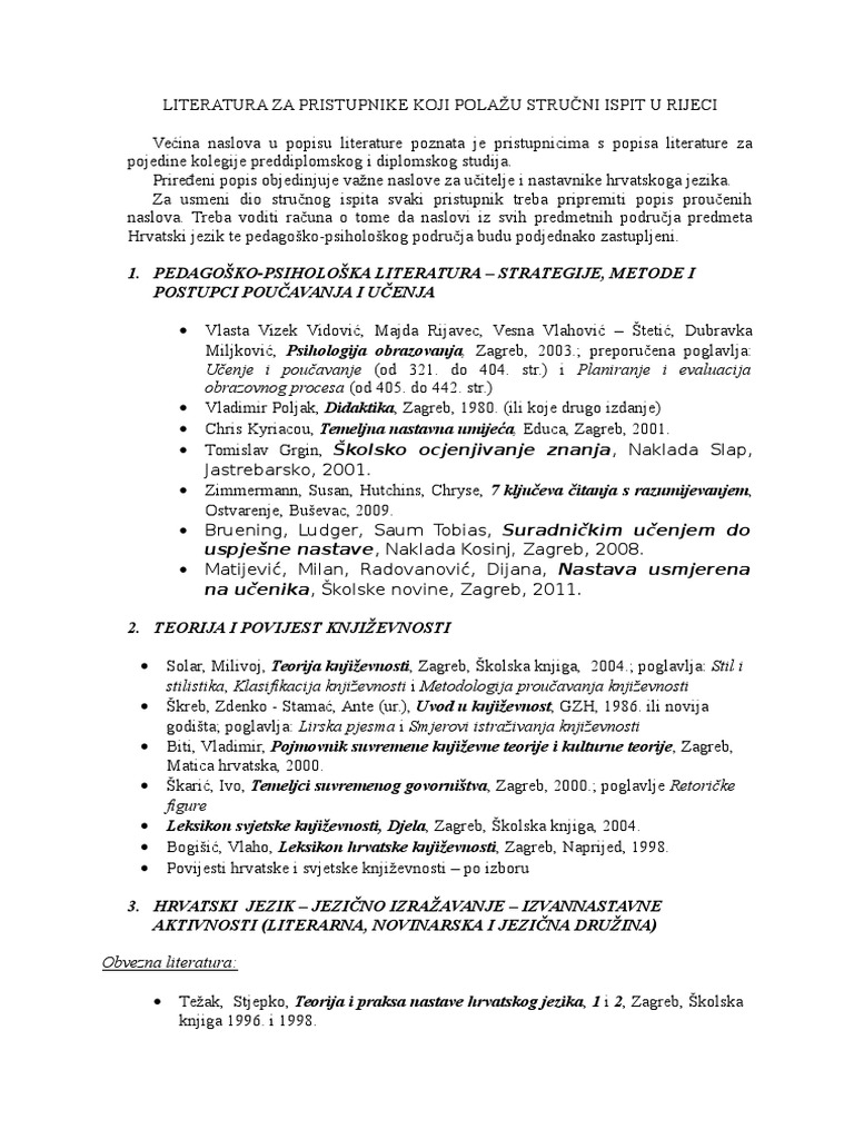 Popis Literature | PDF