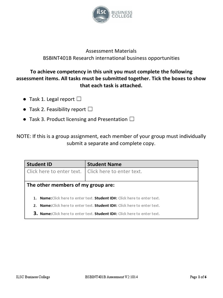 BSBINT401B Research Inter Bus Opps V2.1014 PDF | PDF | International Business | Risk