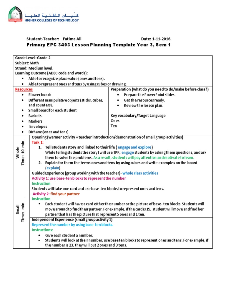Lesson Plan - Place Value | PDF | Learning Styles | Lesson Plan