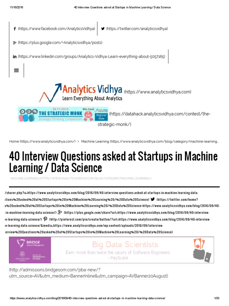 40 Interview Questions Asked at Startups in Machine Learning - Data Science | PDF | Type I And ...