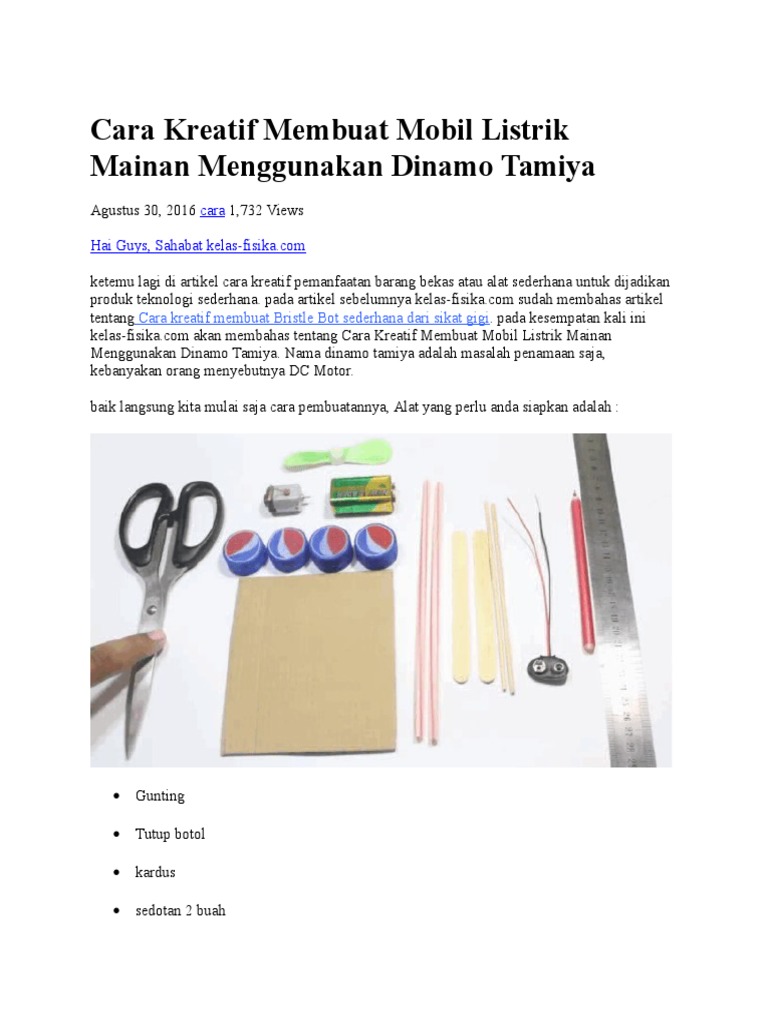 Cara Kreatif Membuat Mobil Listrik Mainan Menggunakan Dinamo Tamiya | PDF