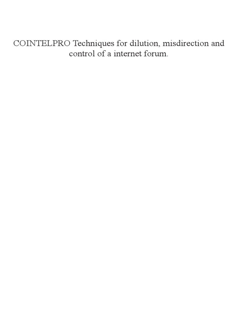 Cointelpro Techniques For Dilution... | PDF | Internet Forum | Empathy