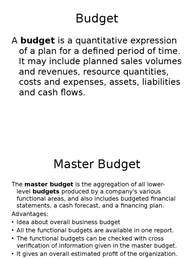 Master Budget | PDF | Balance Sheet | Budget