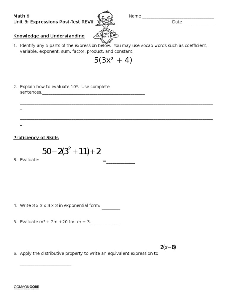 unit 3 post test math 6 review