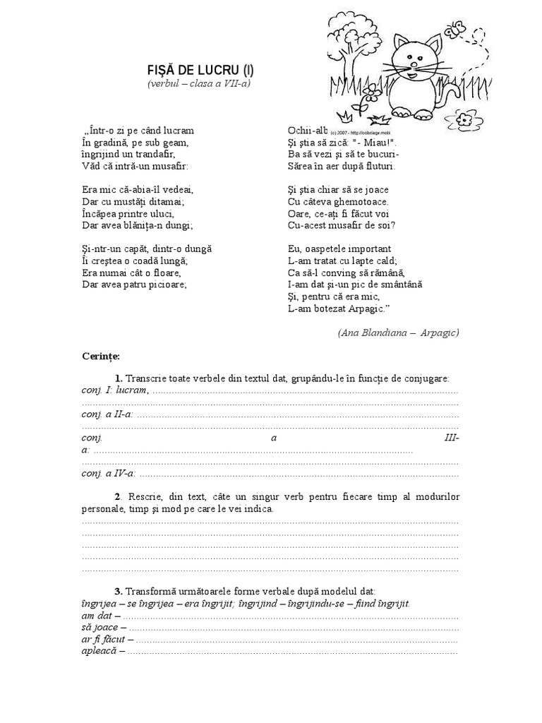 Verbul - Fise de Lucru | PDF