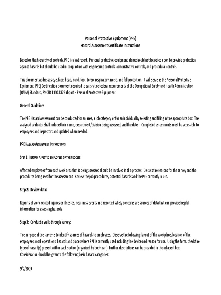 PPE Hazard Assessment Form | PDF