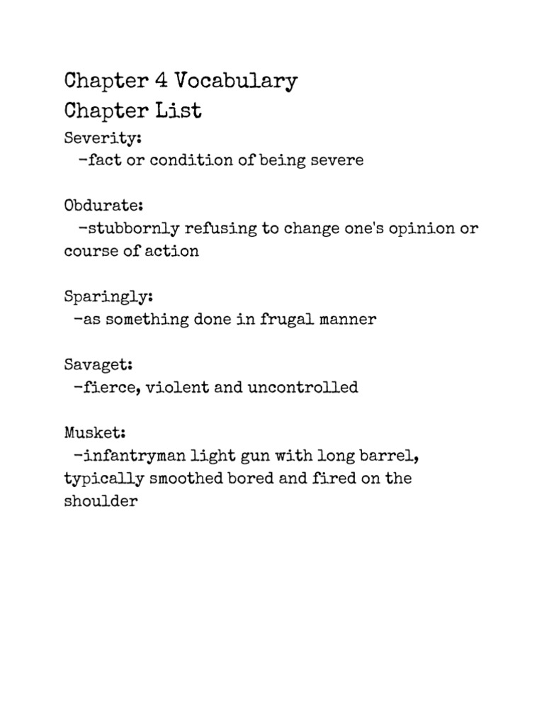 Chapter 4 Vocabulary Chapter List | PDF