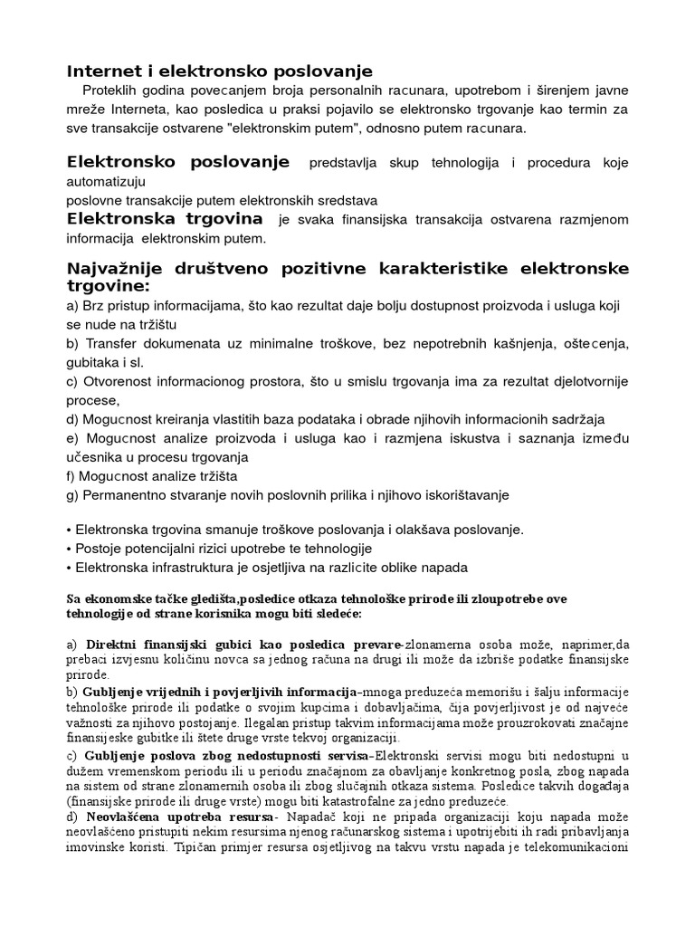 ELEKTRONSKO POSLOVANJE Skripta | PDF