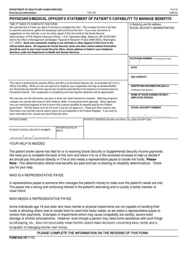 Doctor Statement Ssa 787 | PDF | Social Security Administration ...