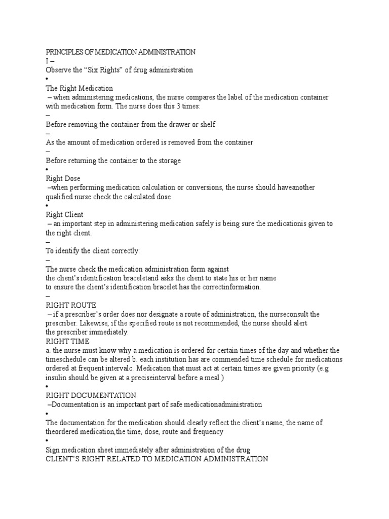 Principles of Medication Administration | PDF | Intravenous Therapy ...