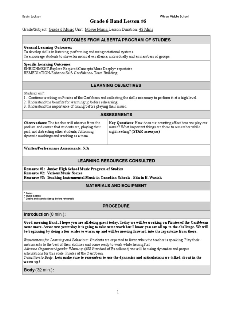 Grade 6 Band Lesson 6 | PDF | Language Arts & Discipline | Foreign ...