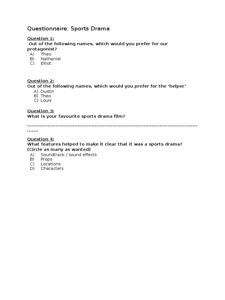 Questionnaire | PDF | Sports & Recreation