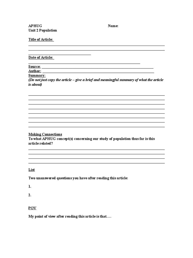 APHUG Unit 2: Population Insights | PDF | Technology & Engineering
