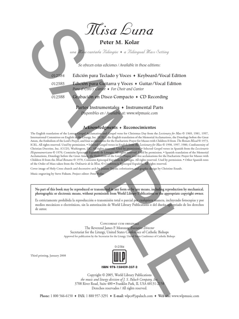 Misa Luna - Peter M. Kola - 012584 PDF | PDF | Mass (Liturgy) | Chord ...