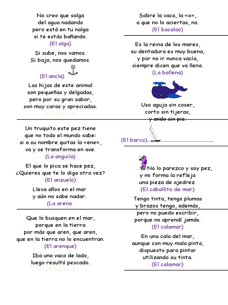 Adivinanzas Del Mar | PDF