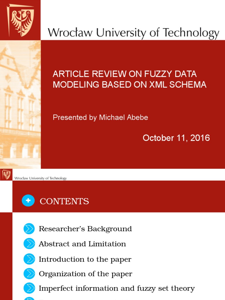 Article Review On Fuzzy Data Modeling Based On Xml Schema Presented By Michael Abebe Pdf