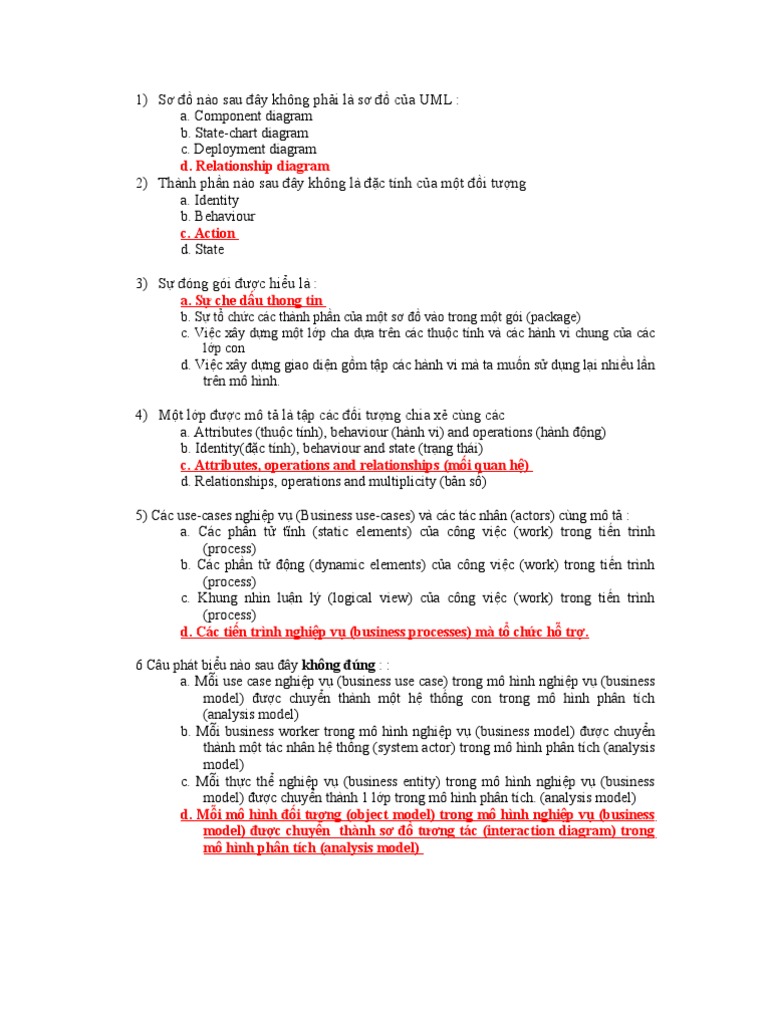 Cau Hoi Trac Nghiem UML - 1 | PDF