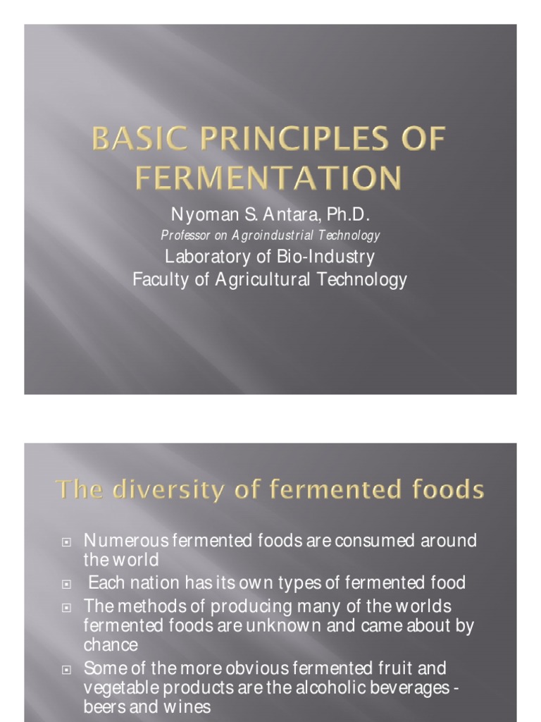 Basic Principles of Fermentation | Fermentation | Yeast