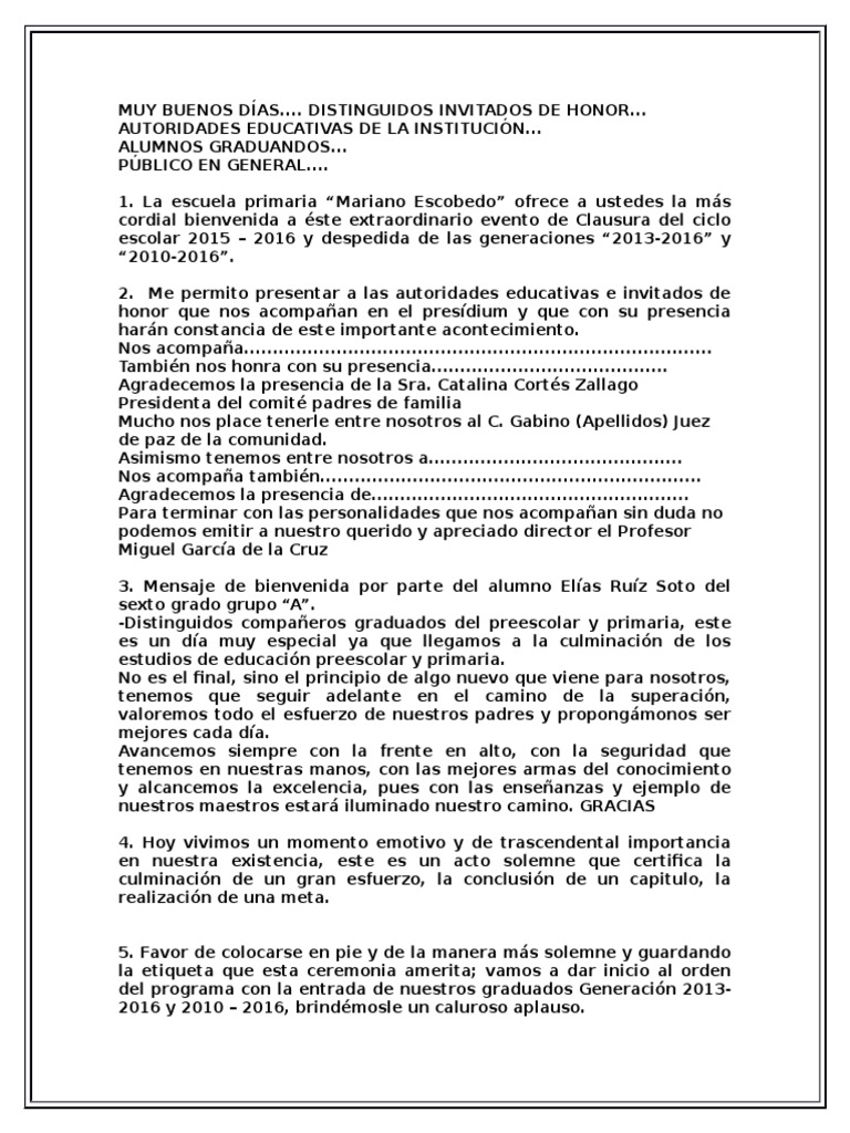 Programa de Clausura | PDF | Educación primaria | Jardín de infancia