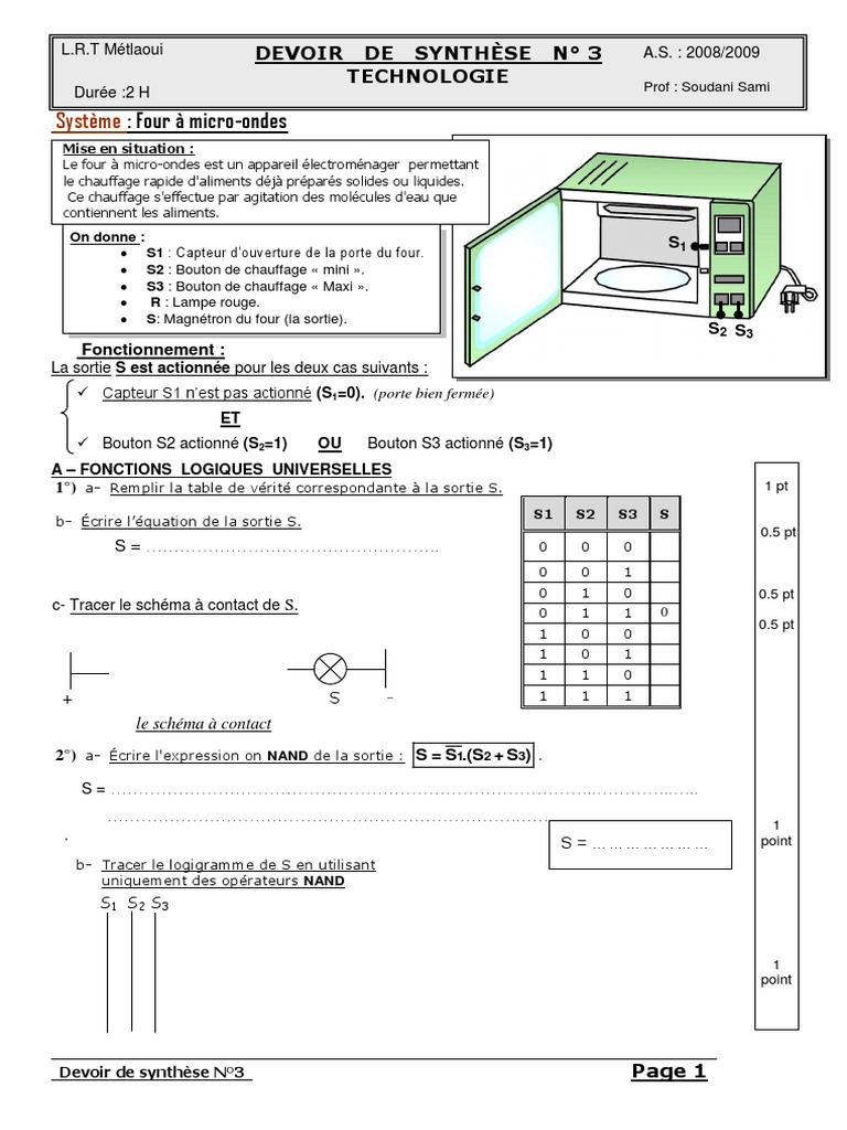 devoir-de-synthèse-n°3--2008-2009(soudani-sami) | Électronique | Biens manufacturés