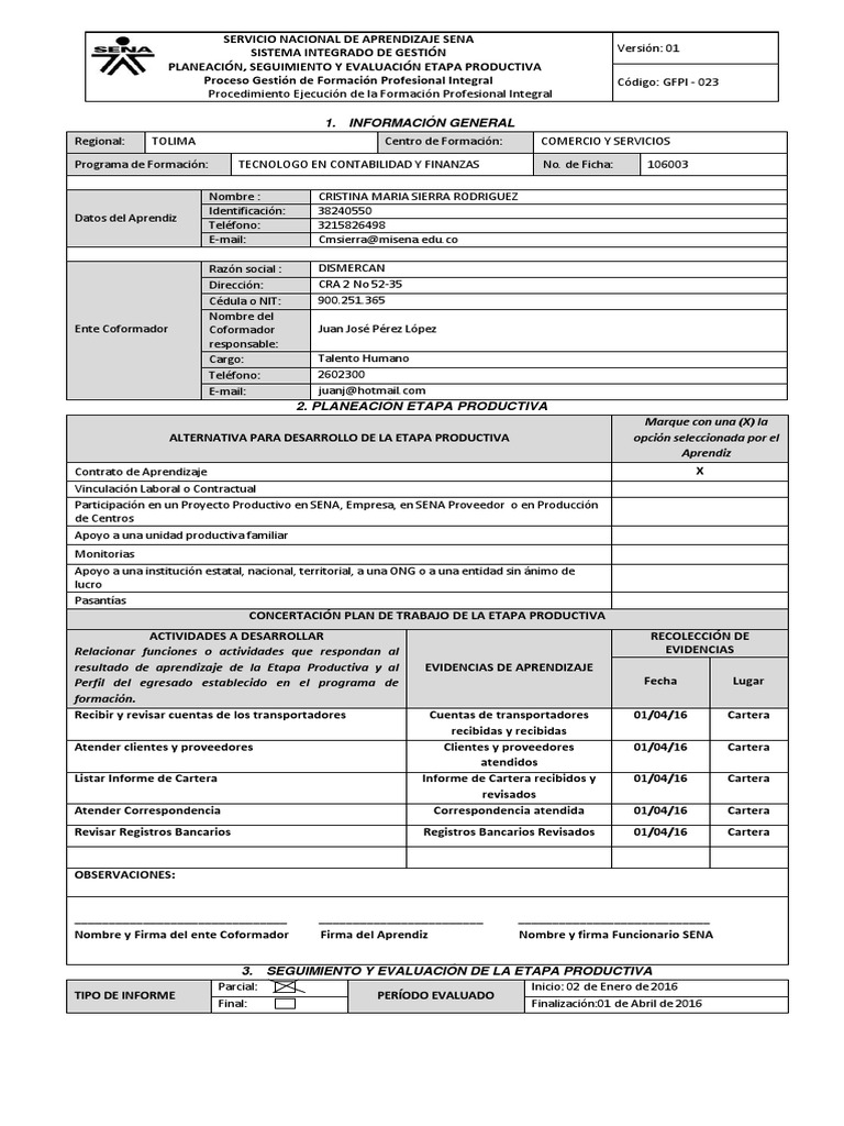 Ejemplo Formato Eva y Seg EP | Descargar gratis PDF | Calidad ...